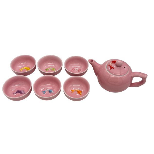 Pink Ceramic Koi Fish Tea Set – MarketSpice